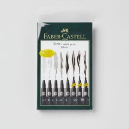 Faber-Castell Pitt Artist Pen Set of 8 Black | Buy now on Cass Art Qatar